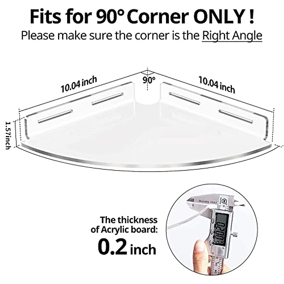 GEERFAY Acrylic Corner Shower Caddy Shelf 2 Pack with Adhesive, Wall Mount No Drilling Traceless Adhesive Bathroom Storage Organizer