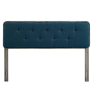 Modway Collins Tufted Fabric and Wood Full Headboard in Gray Azure