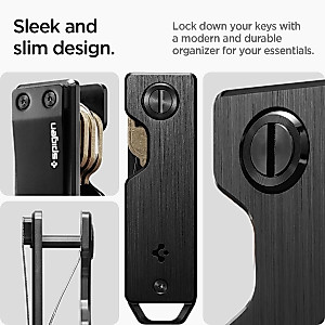 Spigen Life Metal Fit Key Chain Key Holder Metallic Key Organizer Minimalist Compact Keyholder with Key Ring - Black