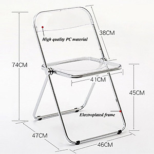 Foldable Dining Chair Comfy Side Chair with Transparent Acrylic Seat and Sturdy Metal Legs for Kitchen Living Room Bedroom, Guest Room, Cafe Restaurant Milk-Tea Shop