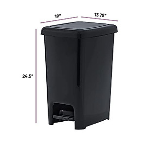 Superio Slim Pedal Trash Can, 64 Qt. Large Trash Can with Step-On Pedal, Durable Material Home and Kitchen Trash Can (Black)