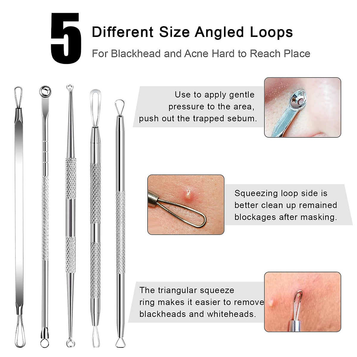 FIXBODY Blackhead & Splinter Remover Tools - Stainless Steel Professional Easily Cure Pimples Whiteheads Comedones Acne Zit Ingrown Hairs and Facial Impurities Bend Head Tweezer Surgical Kit (14 PCS)