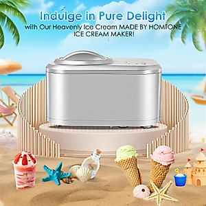 Homtone Ice Cream Maker 1 Quart, No pre-Freezing Automatic Ice Cream Yogurt Machine with Built-in Compressor and LCD Timer for Making Ice Cream,Gelato,Frozen Yogurt in 30-60 min
