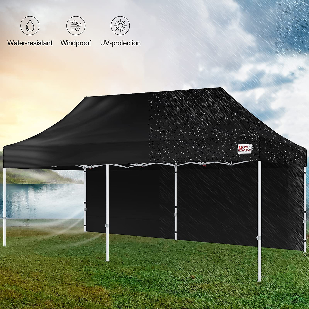 MASTERCANOPY 10x20 Premium Heavy Duty Pop Up Commercial Instant Canopy with Sidewalls(10x20 Black)
