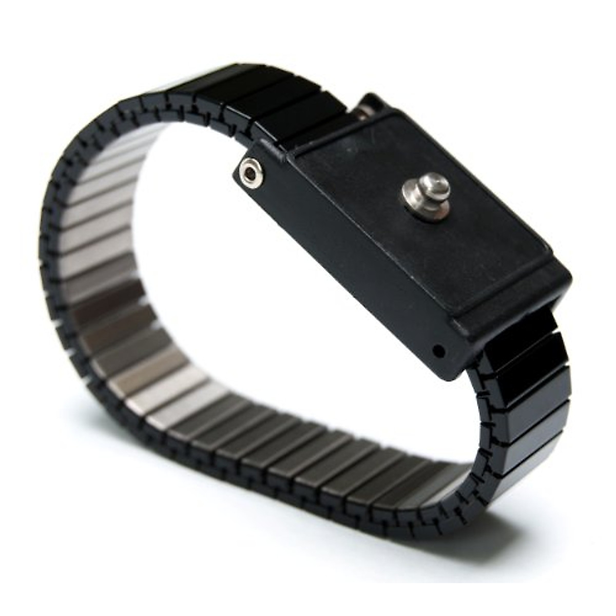 Bertech Metal Wrist Strap with 12' Cord, 1 Megohm Resistor, 4mm Snap, Black