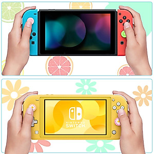 Sumind 16 Pieces Replacement Cute Fruit Lemon and Flower Design Thumb Grip Caps Analog Stick Cover Joystick Cap Soft Silicone Cover Compatible with Nintendo Switch, Switch Lite and Joy-Con Controller