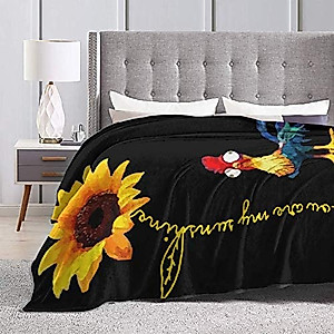 Blanket Chicken Flower You are My Sunshine Fleece Blanket Foldrable Throw Blanket Washable Couch Sofa Fuzzy Blanket Reversible Plush Blanket Beach Blanket for Home Office
