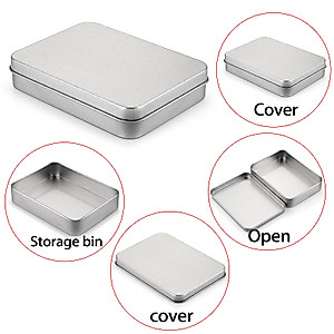 JUXYES Pack of 12 Rectangular Storage Tins Box With Lid, Metal Silver Empty Tins Box Containers Mini Storage Box Organizer For Candles Candies Gifts Balms, 4.5 x 3.14 x 1 Inch
