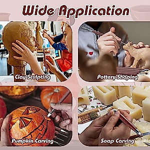 6PCS Clay Tools Sculpting, Double-Sided Polymer Carving Tools Kit, Wood Ceramic Tool Set for Pottery, Air Dry Clay, Polymer Clay, Sculpting, Modeling, Pumpkin Carving, Soap Carving and Supplies