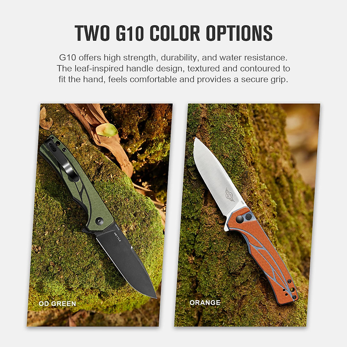 OKNIFE Mettle EDC Pocket Knife, 3.24 inch 154CM Folding Knife with Pocket Clip, G10 Handle Flipper Knife for Hunting, Camping and Work (Orange)