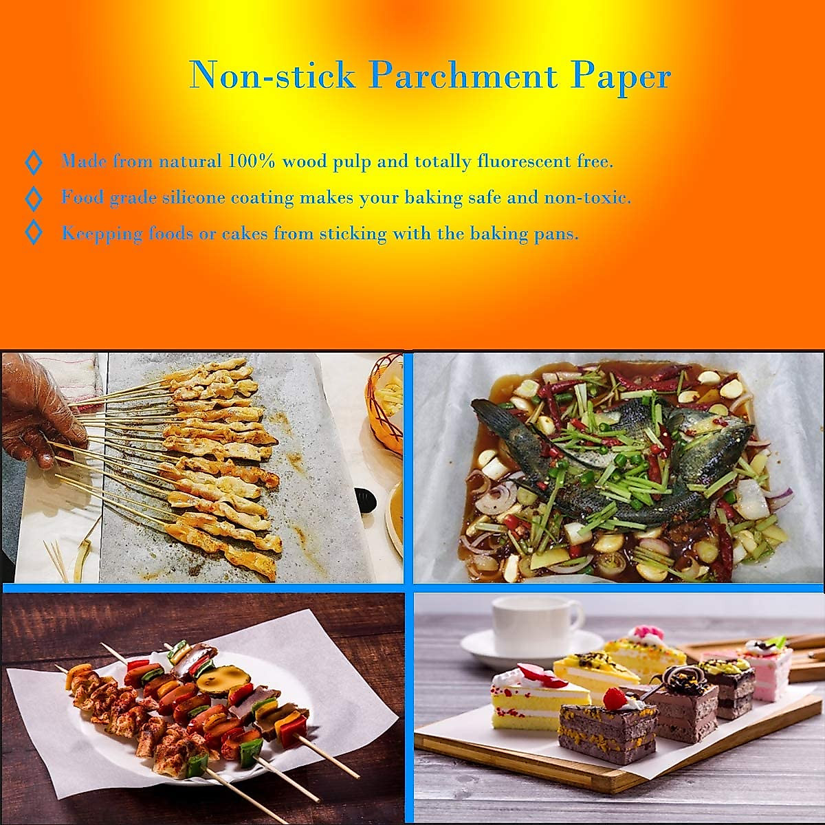 Nonstick Parchment Paper Roll for Baking, Reusable Food Grade Waterproof&Oilproof Wax Paper, 12" x 66' Heavy Duty Roasting Pan Liner for Oven Air Fryer Kitchen Barbecue[White]
