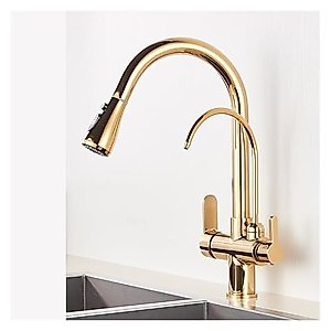 Purifying Kitchen Faucet 360 Degree Rotating Filter Sink hot and Cold Water Mixing Faucet(Gold)