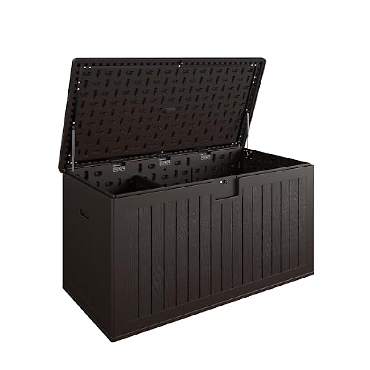 COSCO Large 150 Gallon Outdoor Storage Box with Storage Divider, Weather Resistant Resin, Dark Brown Finish - Ideal for Home Furniture and Outdoor Furnishings