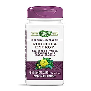 Nature's Way Premium Extract Rhodiola Energy Standardized 3% Rosavins / 1% Salidroside, 40 VCaps