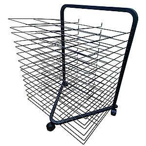 15 Shelves Art Drying Rack Wire Drying Rack Metal Steel Art Organizer Mobile Painting Drying Shelf with 3 Wheels for Schools and Art Clubs, 4K Paper Shelves 21.2 X 15.3 Inches