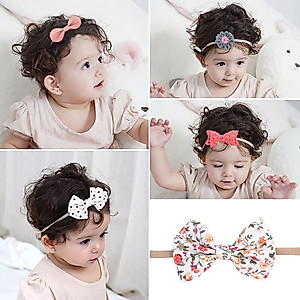 doboi 24PCS Baby Girls Flower and Hair Bows Headbands Soft Nylon Hairbands Elastic Hair Accessories for Newborns Infants Toddlers and Kids