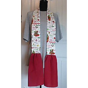 Chili Recipe Kitchen Boa with Red Towel, Neck Apron, Neck Towel, Kitchen Scarf, Chef's Towel, Gifts under $25, Ships Same/Next Day!