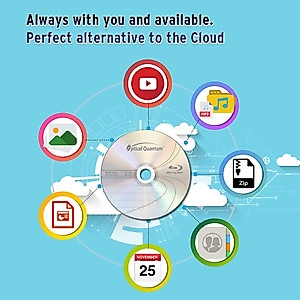 Optical Quantum OQBDR06LT-50 6X 25 GB BD-R Single Layer Blu-Ray Recordable Blank Media Logo Top, 50-Disc Spindle