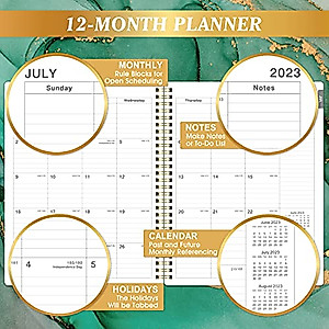 Planner 2023-2024 - Jul.2023 - Jun.2024, 2023-2024 Planner, Academic Planner 2023-2024, 2023-2024 Planner Weekly & Monthly with Tabs, 8" x 10", Flexible Cover, Thick Paper, Twin-Wire Binding, Perfect Daily Organizer - Black-Green Gilding