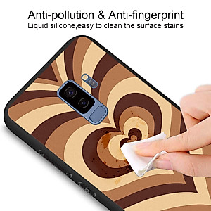 zaztify Compatible with Samsung Galaxy S9 Plus, Khaki Heart Tunnel Center Love Swirl Cute Pattern Shockproof Protective Anti-Slip Thin Slim Soft Phone Case Cover Shell