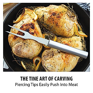 Rada Cutlery Carving Fork Stainless Steel Tine and Aluminum Made in USA, 9-1/2 Inches, Silver Handle