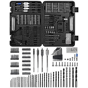 Drill Bit Set Screwdriver Bit Set, 201 Pcs Impact Driver Bits Kit with Carry Case, Combo Kit for Wood Metal Cement Drilling and Screwdriving, Tools for Gift and Home Maintenance