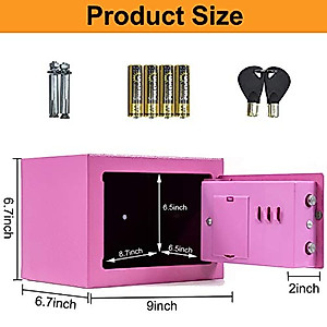 SamYerSafe Safe Box with Sensor Light, Security Safe with Electronic Digital Keypad Money Safe Steel Construction Hidden with Lock，Small Safe for Office Home Hotel (Pink)