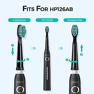 6 Replacement Brush Heads, Complete Care Replacement Tooth Brush Heads, Electric Toothbrush Replacement Heads, EasyClean, Gum Health- Fit (Pack of 6), Black