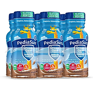 PediaSure Grow & Gain With Immune Support, Kids Protein Shake, Chocolate, 8-fl-oz Bottle, 6 Shakes