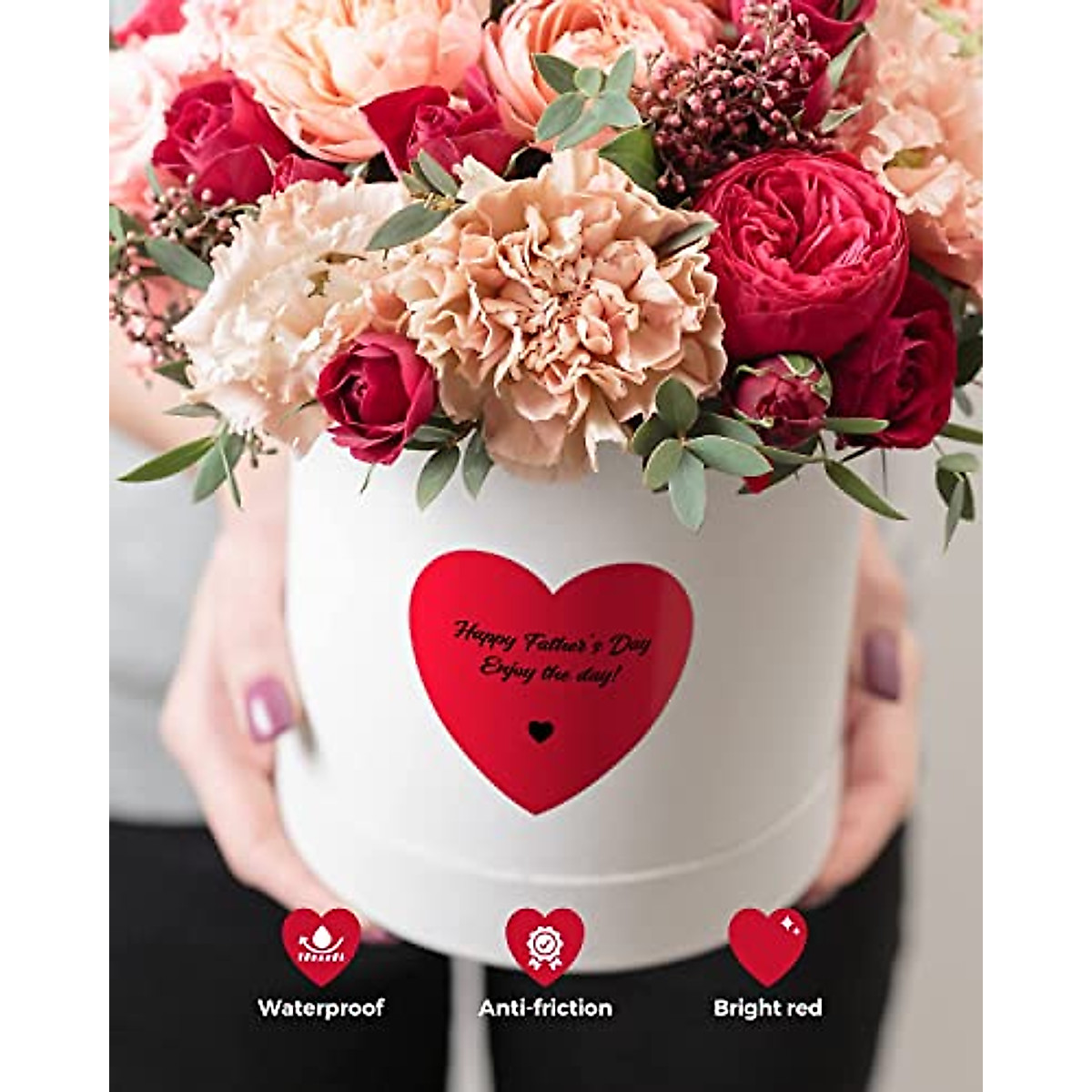 MUNBYN 3" Heart Thermal Stickers, Heart-Shaped Adhesive Sticker Labels, Red Love Thermal Labels for Gift, Wedding, Anniversary, Valentine's Day, Small Business 400 Labels/Roll