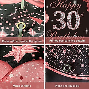 Ufocusmi 30th Birthday Decorations for Women, Rose Gold Happy 30th Birthday Backdrop Banner, Cheers to 30 Years Party Supplies for Her, Dirty 30 Birthday Photography Background 6x3.6 ft