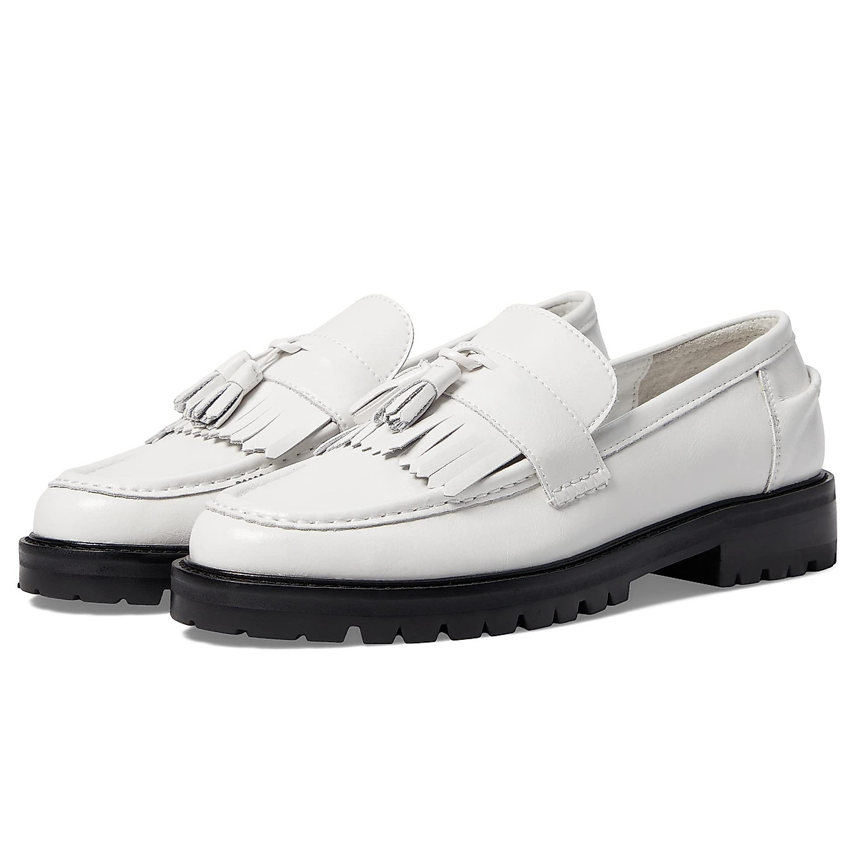 Steve Madden Women's Minka Loafer, White Leather, 7.5
