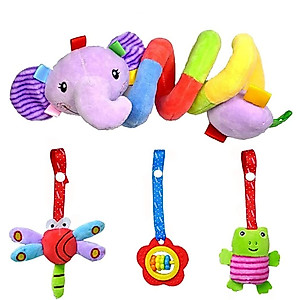 Funsland Spiral Stroller Toy for Infants Spiral Car Seat Toys Hanging Toy Clip on Crib Car Seat Stroller Soft Plush Baby Toy for Baby Boys and Girls 3 Months & up