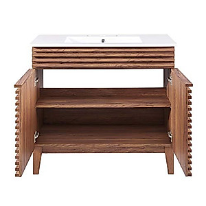 Modway Render 36" Bathroom Vanity in Walnut White