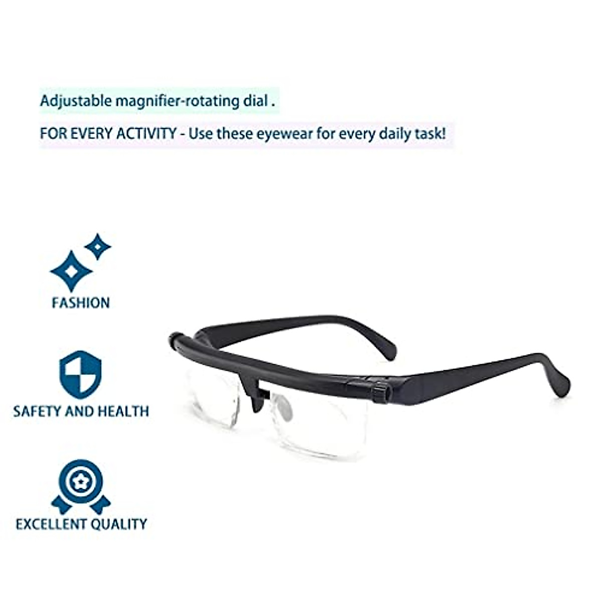 Aocate Dial Adjustable Glasses Variable Focus For Reading Distance Vision Eyeglasses