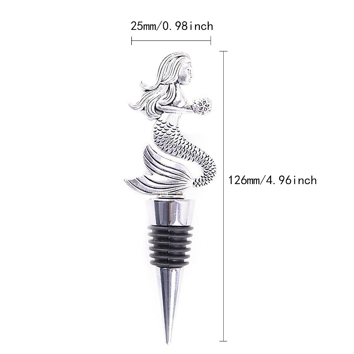 brandname SCRTB Mermaid Wine Stopper 2 Pcs Wine Bottle Stopper,Champagne Cork,Wine Stopper,Reusable Beverage Bottle Stopper,Mermaid Gifts for Women,Silicone Wine Stopper, Silver