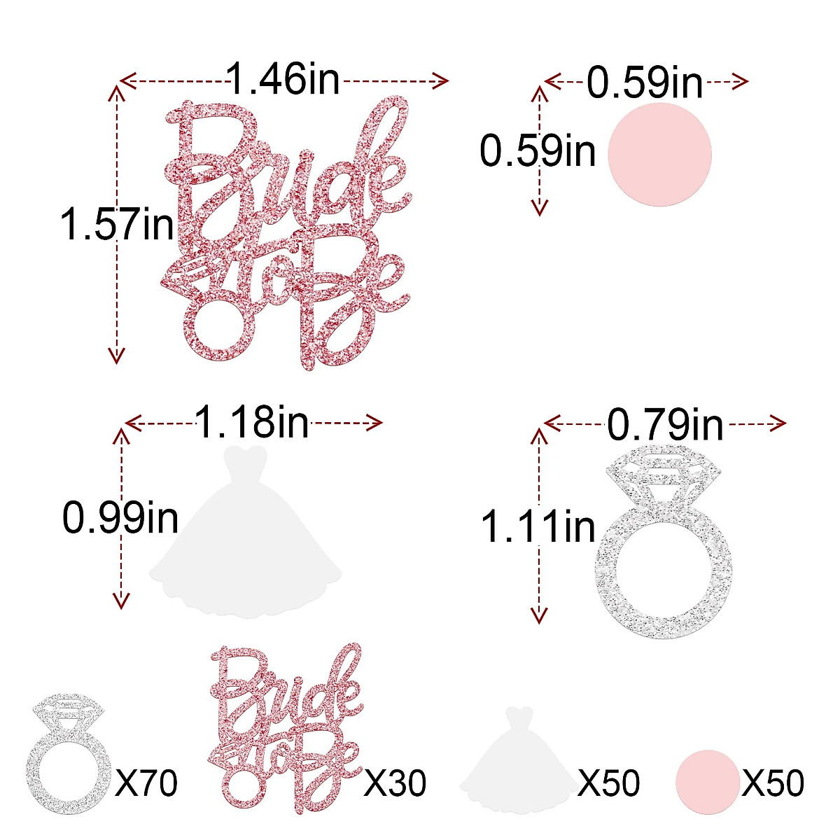 Bridal Shower Table Decorations, Bride To Be Glitter Confetti, Diamond Ring, Circle Dot, Wedding Dress Confetti, Engagement, Bachelorette Party, Wedding Shower Decor (200 Pcs)