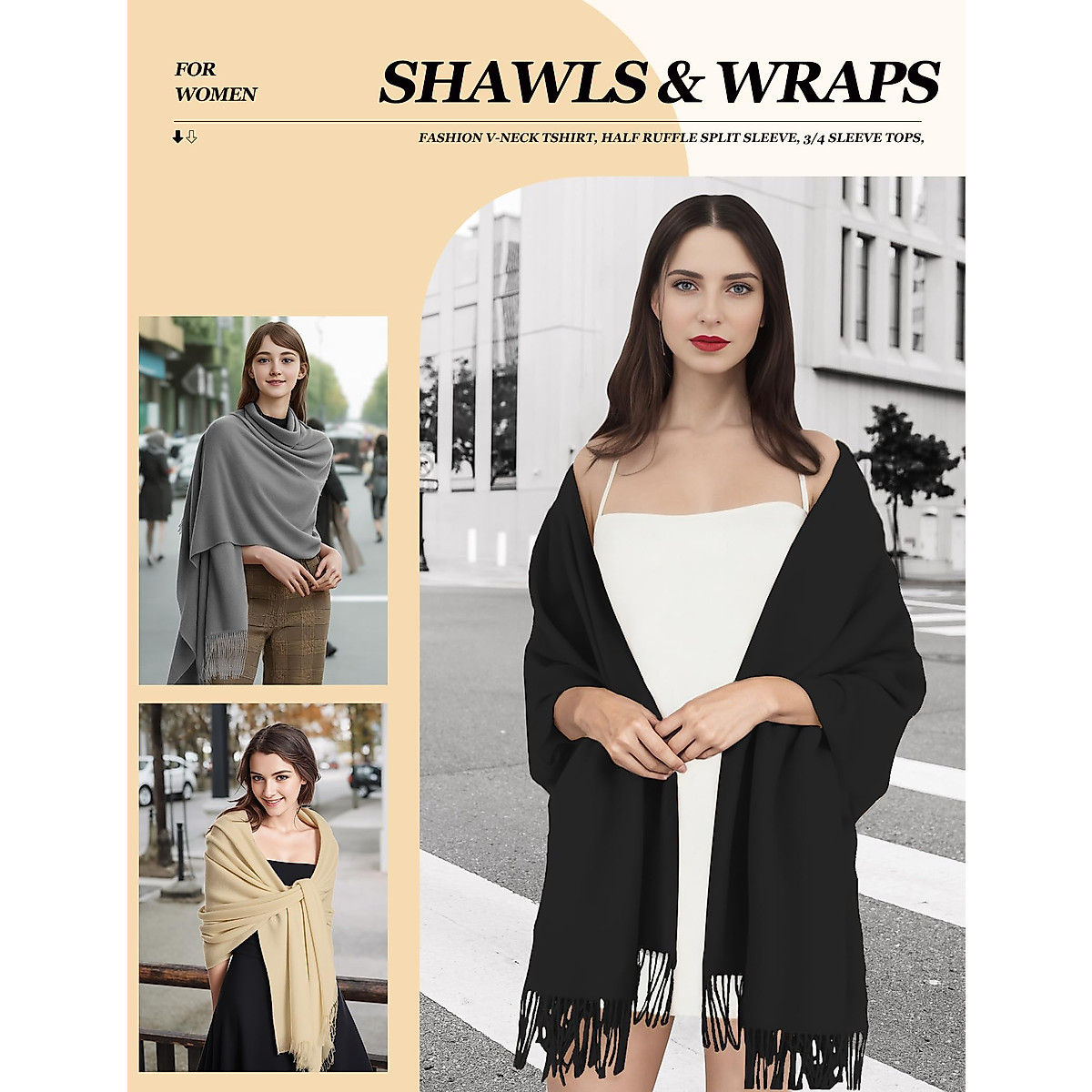 AURUZA Shawls and Wraps for Evening Dresses, Pashmina Shawls Wraps for Wedding Party, Softable Shawl Wraps Scarf for Women, Large Winter Scarves for Gift Travel Office Skiing Causal Life Blue