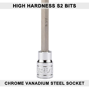 Mayouko 3/8" Drive Extra Long Ball-End Hex Bit Socket Set, 1/8"-3/8", 3-10mm, SAE&Metric, 5.9 Inch Length