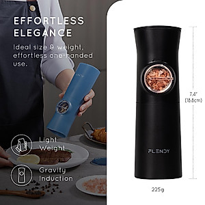 Flendy Gravity Electric Salt and Pepper Grinder Set Rechargeable, Automatic Salt and Pepper Grinder Set with USB C Charging Base, Gravity Salt and Pepper Shakers Set Electric