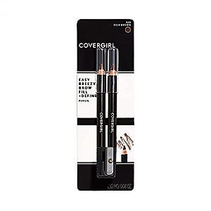 COVERGIRL - Easy Breezy Brow Fill + Define Brow Pencil, Sharpener Included, Long-Lasting, Deeply Pigmented, Blendable Formula, 100% Cruelty-Free