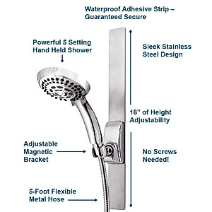 Water Pik Chrome Five settings Showerhead With Slide Bar 2.5 gpm
