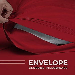 Calimartz Queen Size Sheets – 6 Piece Bedding Sheets & Pillowcases – Hotel Luxury, Soft Microfiber 100GSM, Breathable & Cooling Bed Sheets – with Deep Pocket up to 16’’ – 1800 Thread Count. (Red)