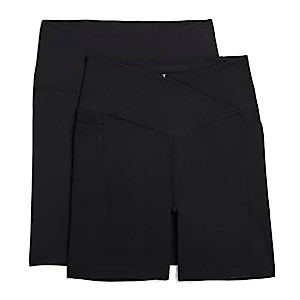 Danskin Women's 2 Pack Bike Shorts 7" and 9", Black/Black, Large