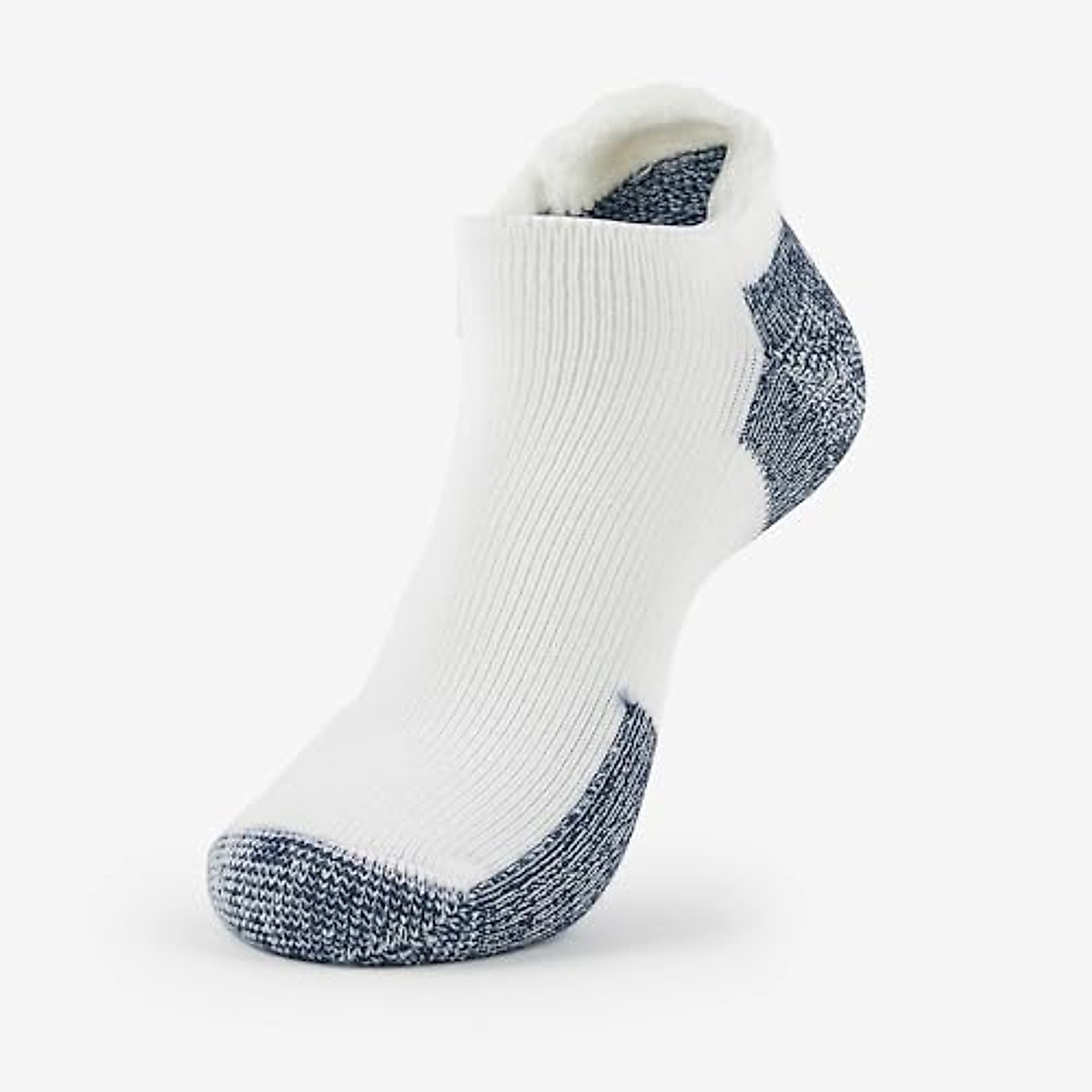 thorlos mens Max Cushion J Rolltop Running Socks, White/Navy (3 Pairs), Large US