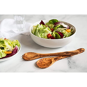 Tramanto Olive Wood Salad Server Set - 12 inch French Design
