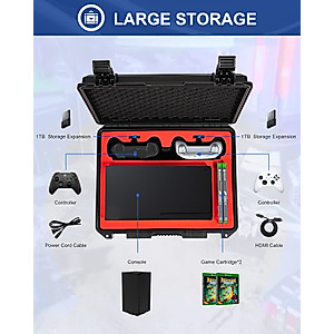 DEVASO Hard Carrying Case Compatible with Xbox Series X, Professional Deluxe Waterproof Case Soft Lining Hard Case for Xbox Series X Console, Controllers, Headset and Other Accessories