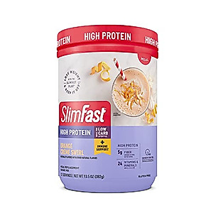 SlimFast Meal Replacement Smoothie Mix, Orange Cream Swirl, Immunity High Protein Powder, 12 Servings (Pack of 2)