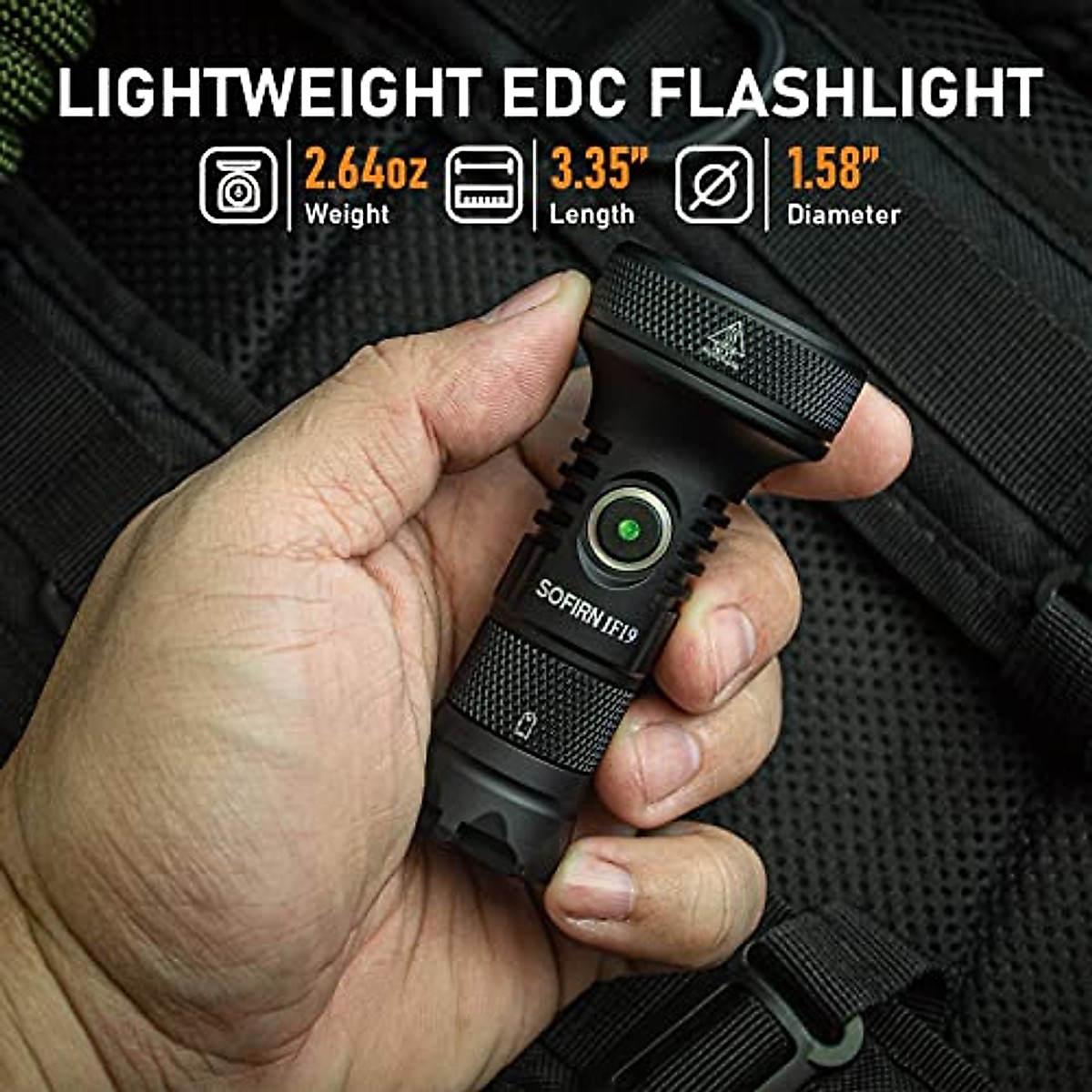 sofirn Small Flashlight Rechargeable 2000 Lumens, IF19 EDC Flashlight 431 Meters Long Throw, Mini Flashlight Super Bright with SST40 LED, TIR Lens, for Emergency, Searching, Camping, Hiking