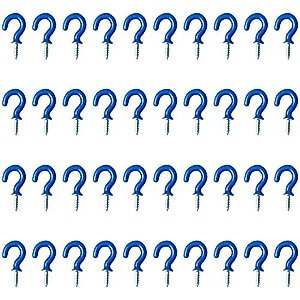 Cup Screw Hooks Ceiling Hooks, Vinyl Coated Wall Hang Hooks, Home Office Workplace Kitchen Bathroom Hooks Holder for Coffee Tea Cup, Plant, Light, Mug,1/2 Inches, Blue, 40Piece.